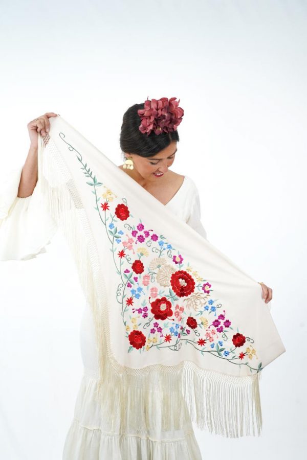 Mantón crespón Blanco II The Family Monkey