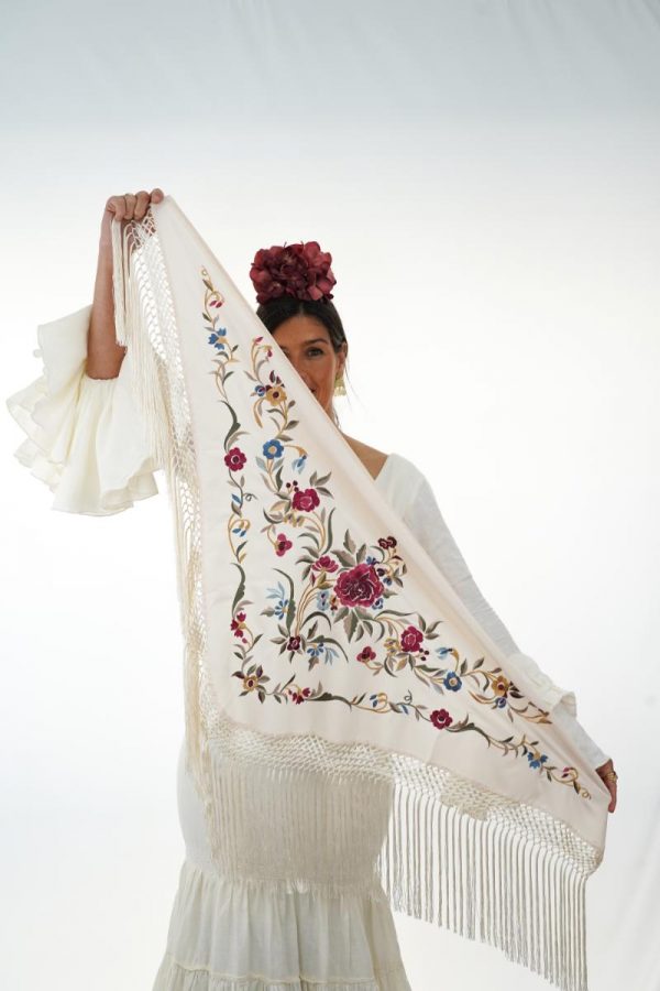 Mantón crespón Blanco The Family Monkey