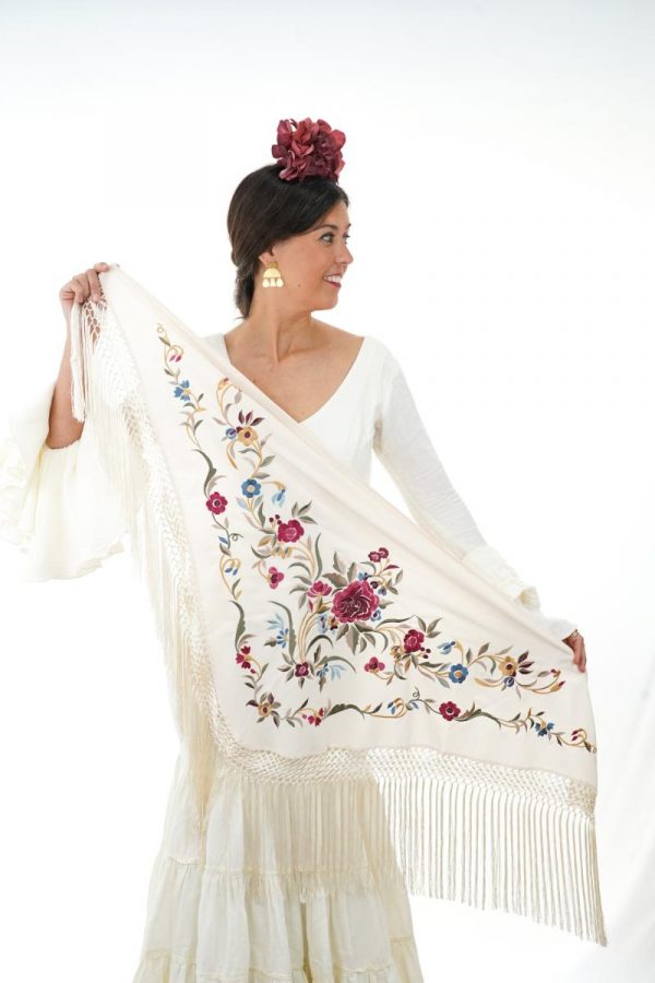 Mantón crespón Blanco The Family Monkey