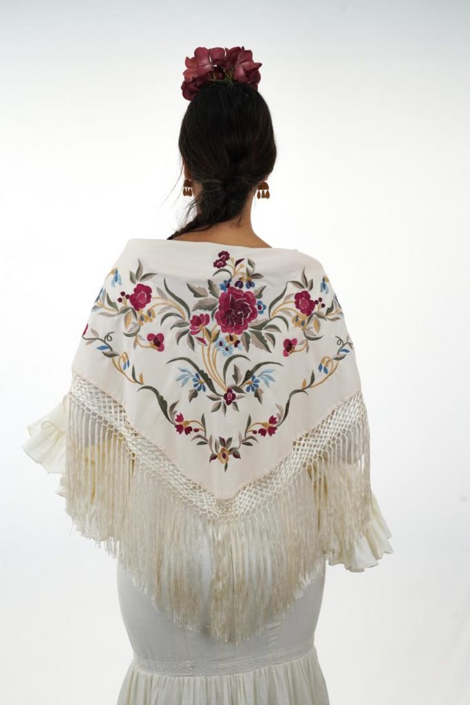 Mantón crespón Blanco The Family Monkey